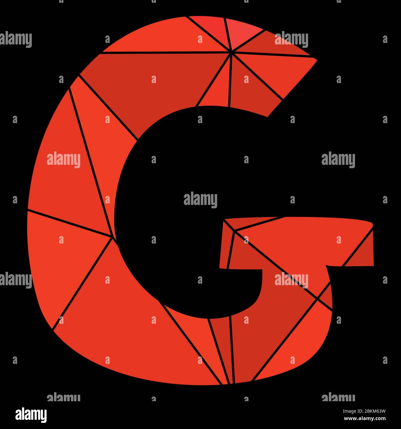 G red alphabet vector letter isolated on black background Stock Vector ...