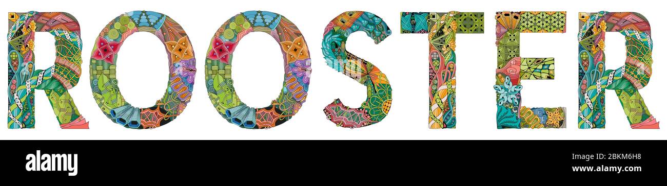 Word rooster. Vector zentangle object for decoration Stock Vector Image ...