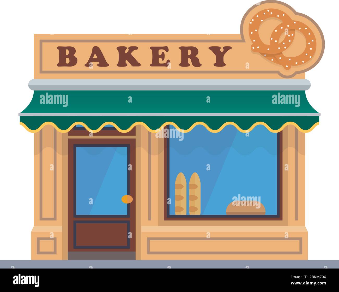Isolated flat design bakery shop building facade vector illustration ...