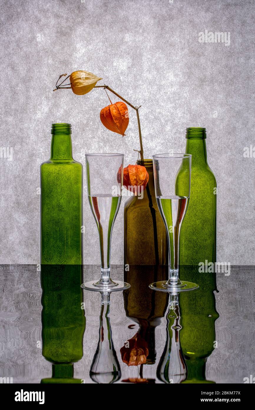 Still life fruits bottles hi-res stock photography and images - Alamy
