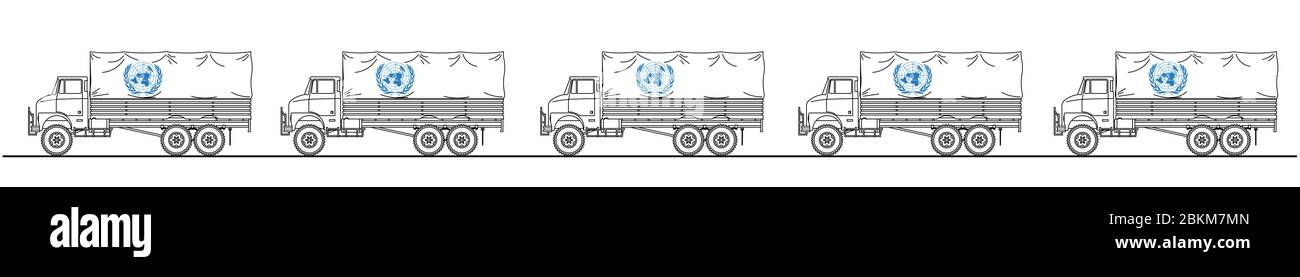 Outline diagram representing United Nations humanitarian truck convoy ...