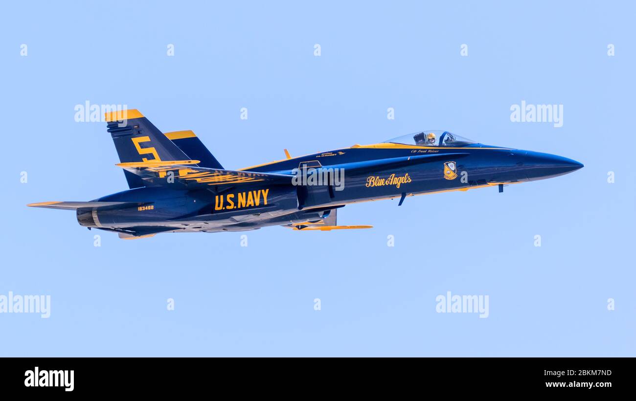 Blue Angels F-18 Hornet jet fighter Stock Photo - Alamy