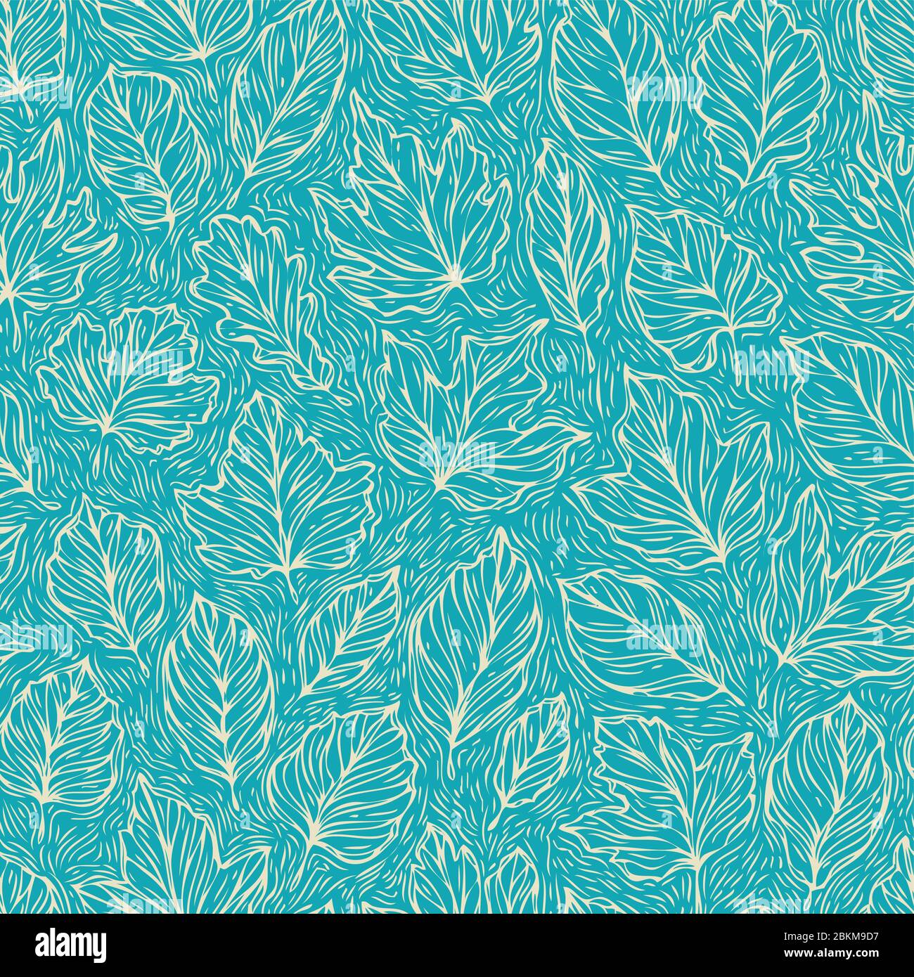 Decorative leaves seamless pattern. Hand drawn background vector ...