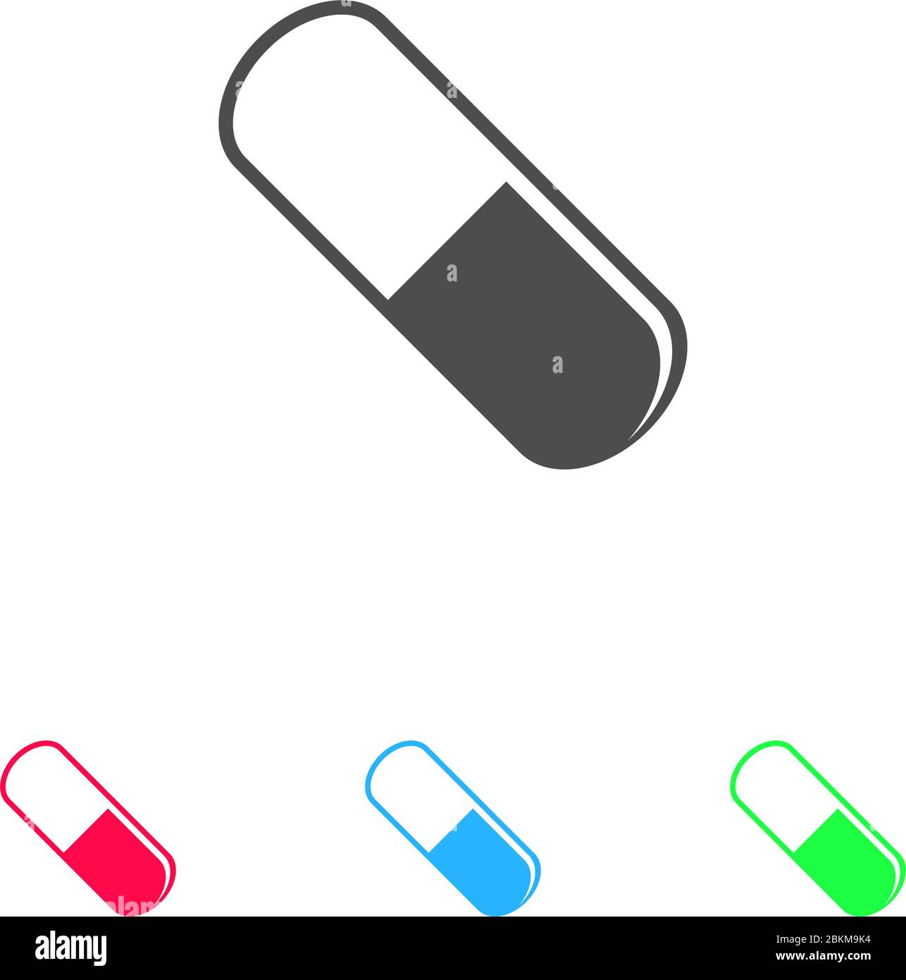Pill icon flat. Color pictogram on white background. Vector ...