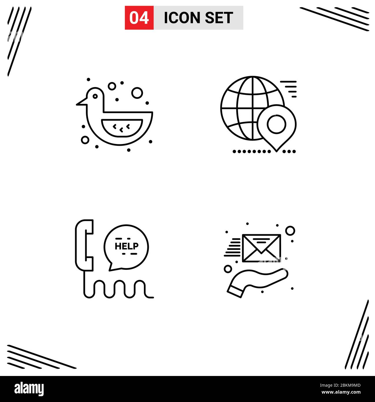 Group of 4 Filledline Flat Colors Signs and Symbols for baby duck, call ...