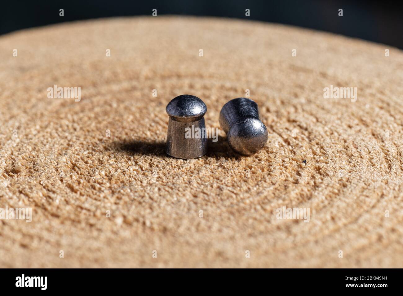 Lead bullets for an air rifle on a tree cut Stock Photo - Alamy