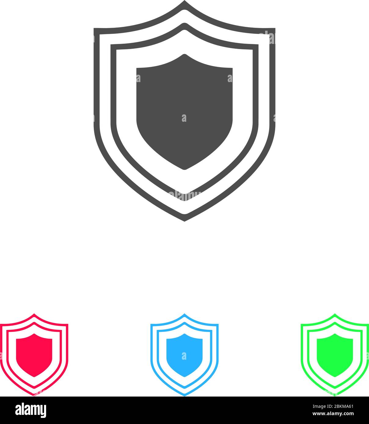 Shield icon flat. Color pictogram on white background. Vector ...