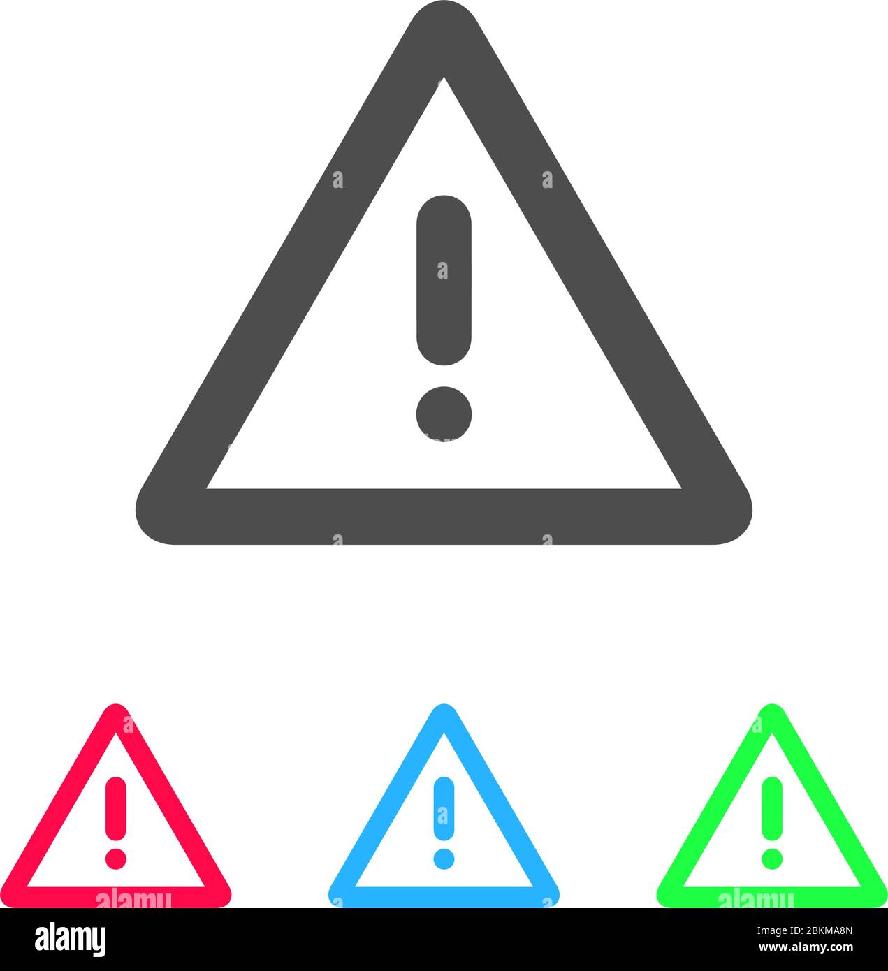 Exclamation danger icon flat. Color pictogram on white background ...