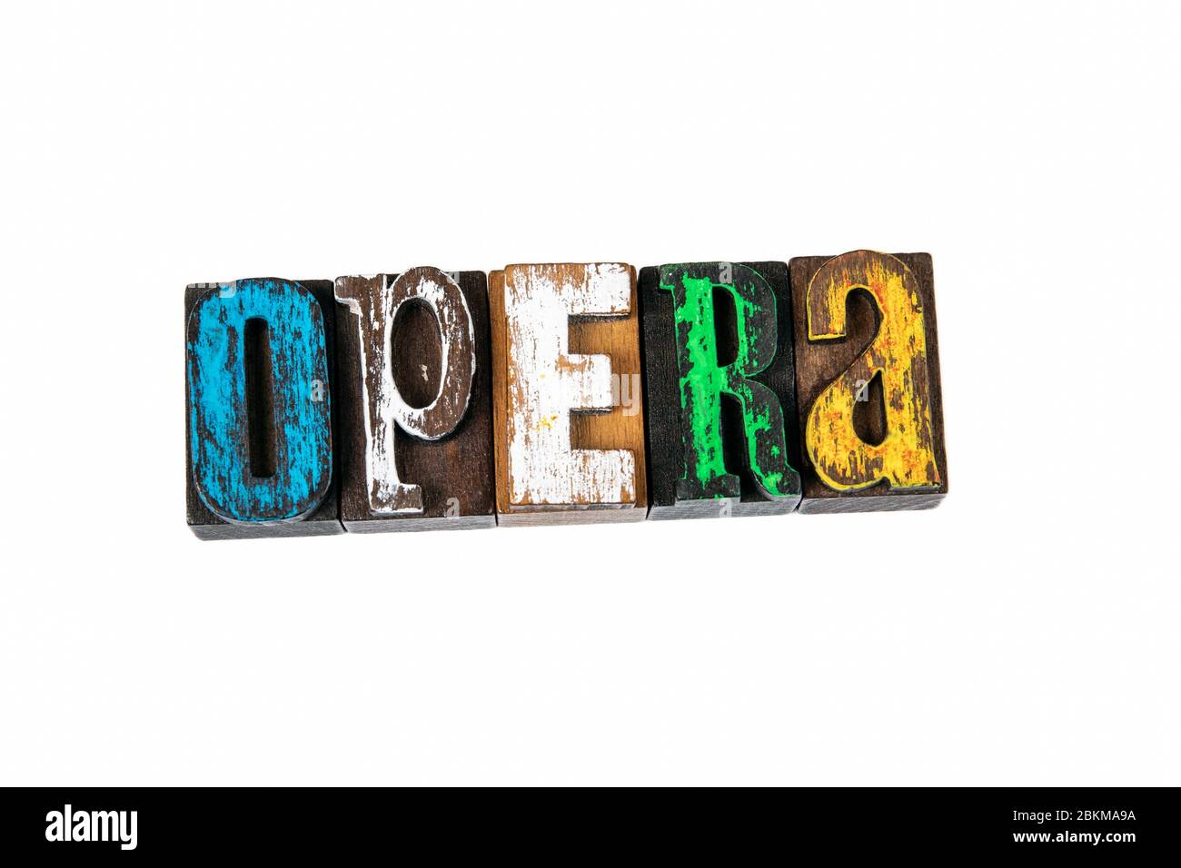 OPERA. Colored wooden letters on a white background Stock Photo - Alamy
