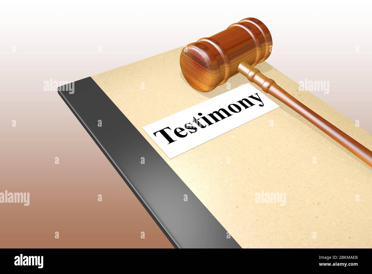 3D illustration of Testimony title on legal document, isolated over ...