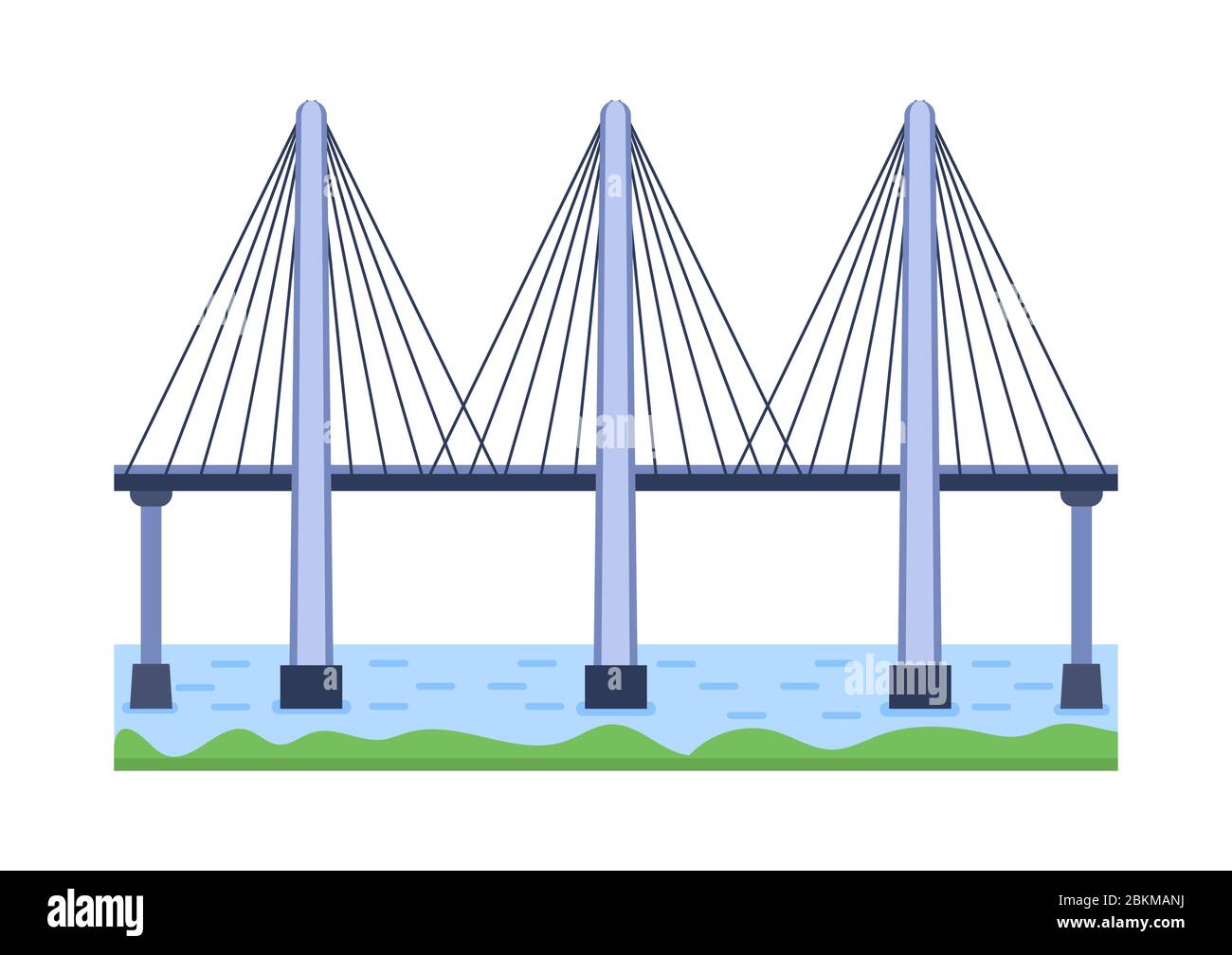 Bridge Vector Illustration City Architecture Element With Cables