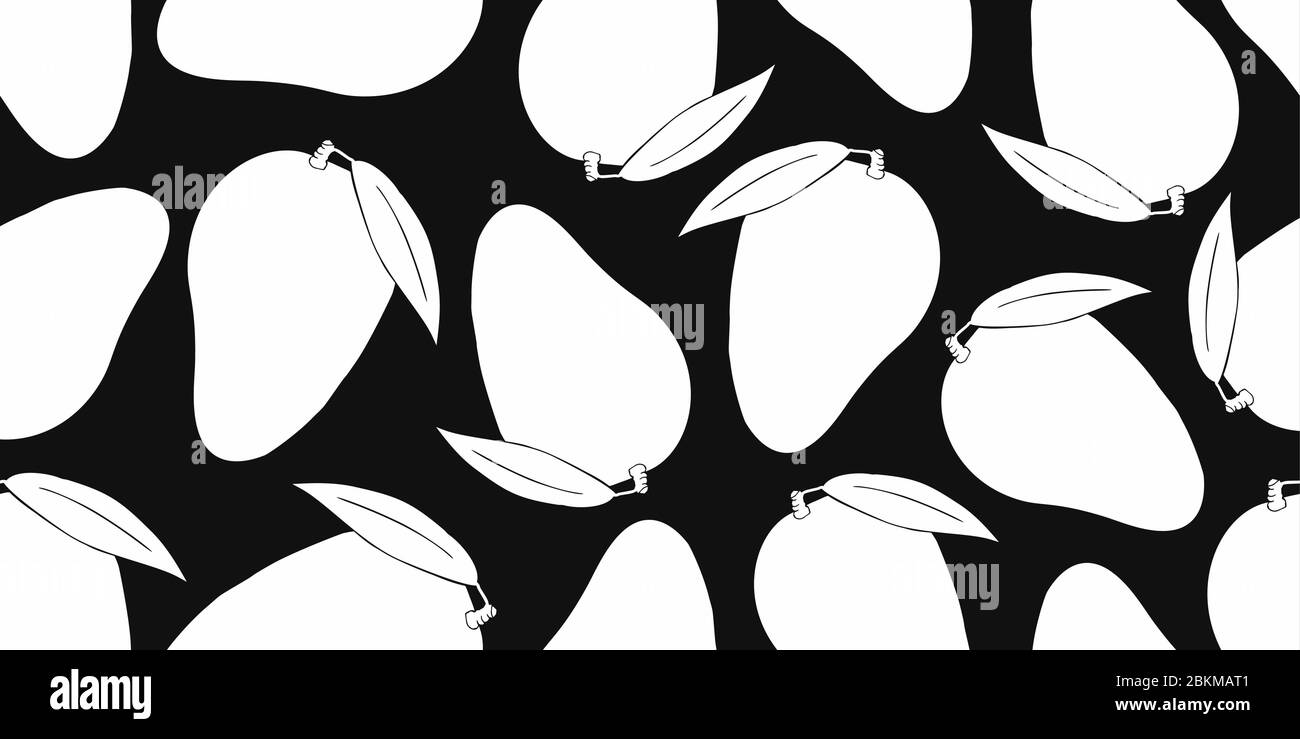 Mango seamless pattern. Hand drawn vector fruit illustration. Cartoon ...