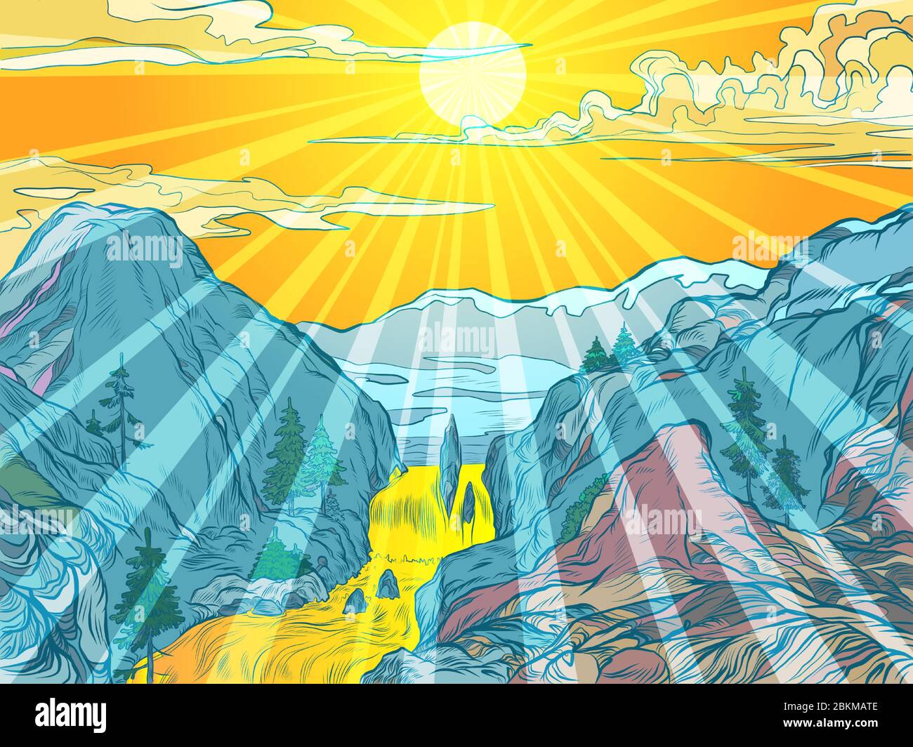Beautiful green mountains Stock Vector Images - Alamy
