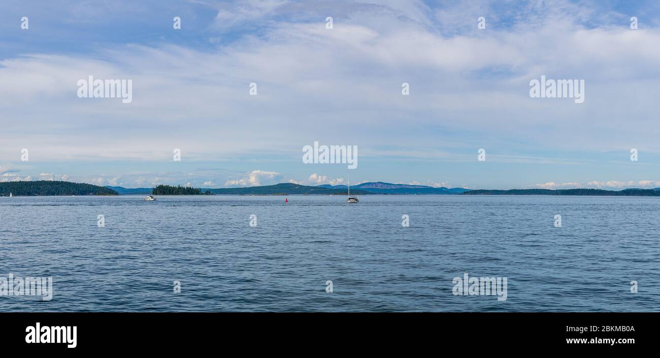 SIDNEY, CANADA - JULY 14, 2019: boat in haro strait view from Vancouver ...