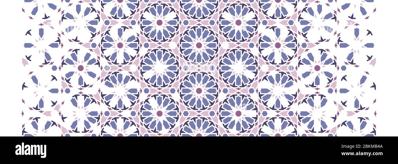 Islamic,arabic mosaic vector border, pattern, decor Geometric pink and ...