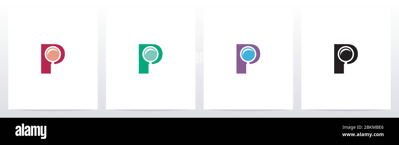 Magnifying Glass On Letter Logo Design P Stock Vector Image & Art - Alamy