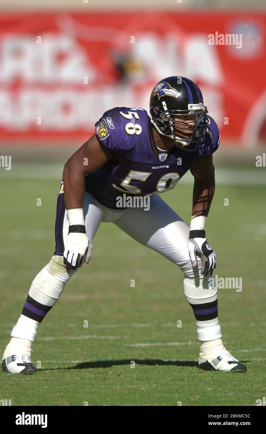 Tempe, United States. 12th Oct, 2003. Baltimore Ravens linebacker Peter ...