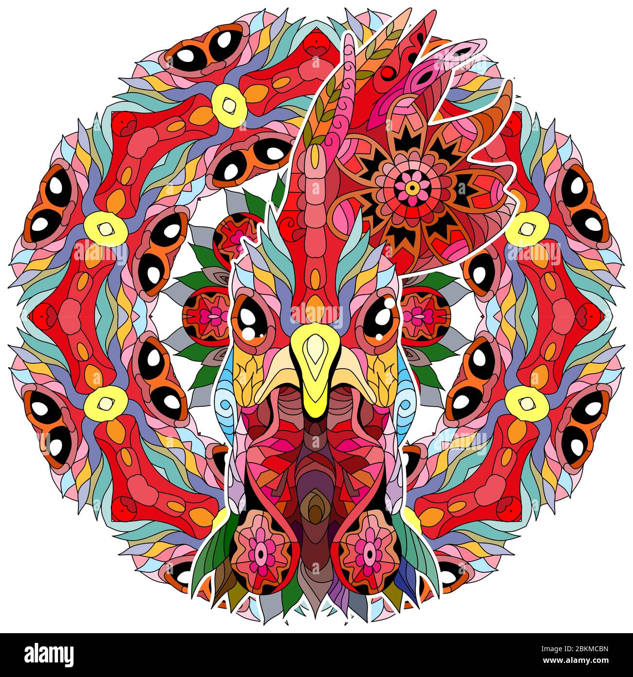 Zentangle rooster head with mandala. Hand drawn decorative vector ...