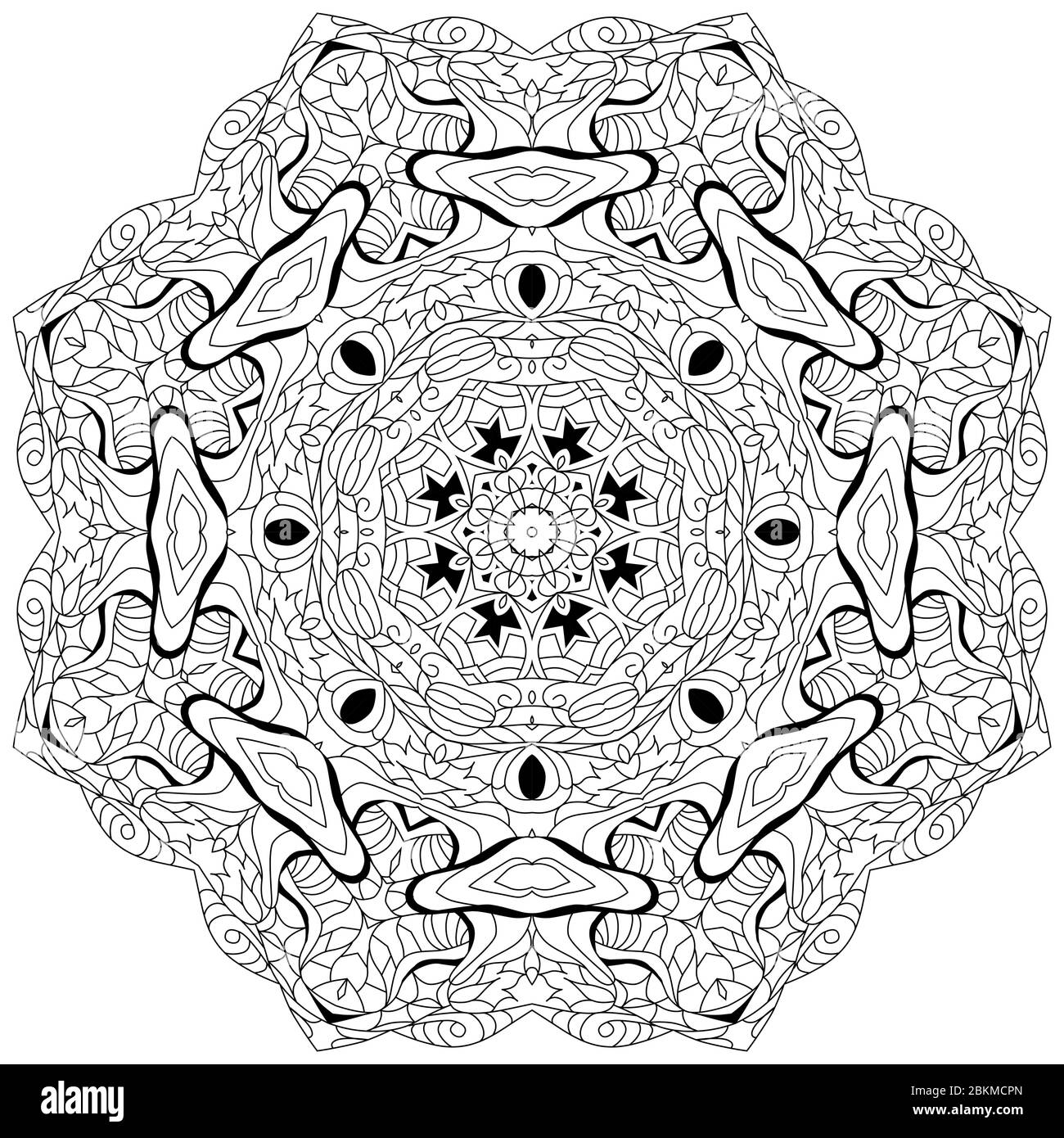 Hand drawn zentangle circular ornament for coloring page Stock Vector ...