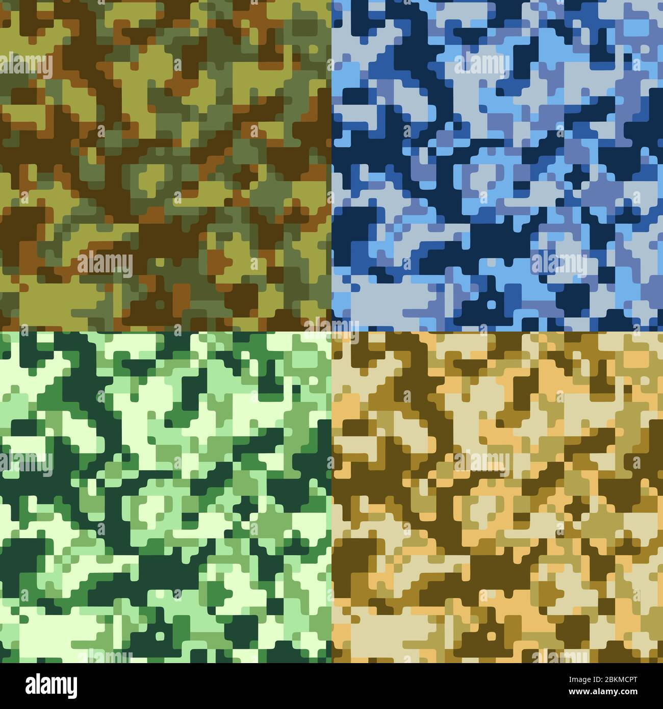 Set of 4 different military camouflage khaki textures, vector ...