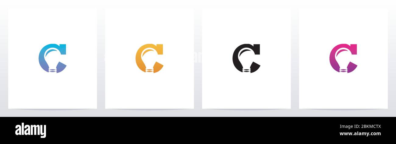 Lightbulb On Letter Logo Design C Stock Vector Image & Art - Alamy
