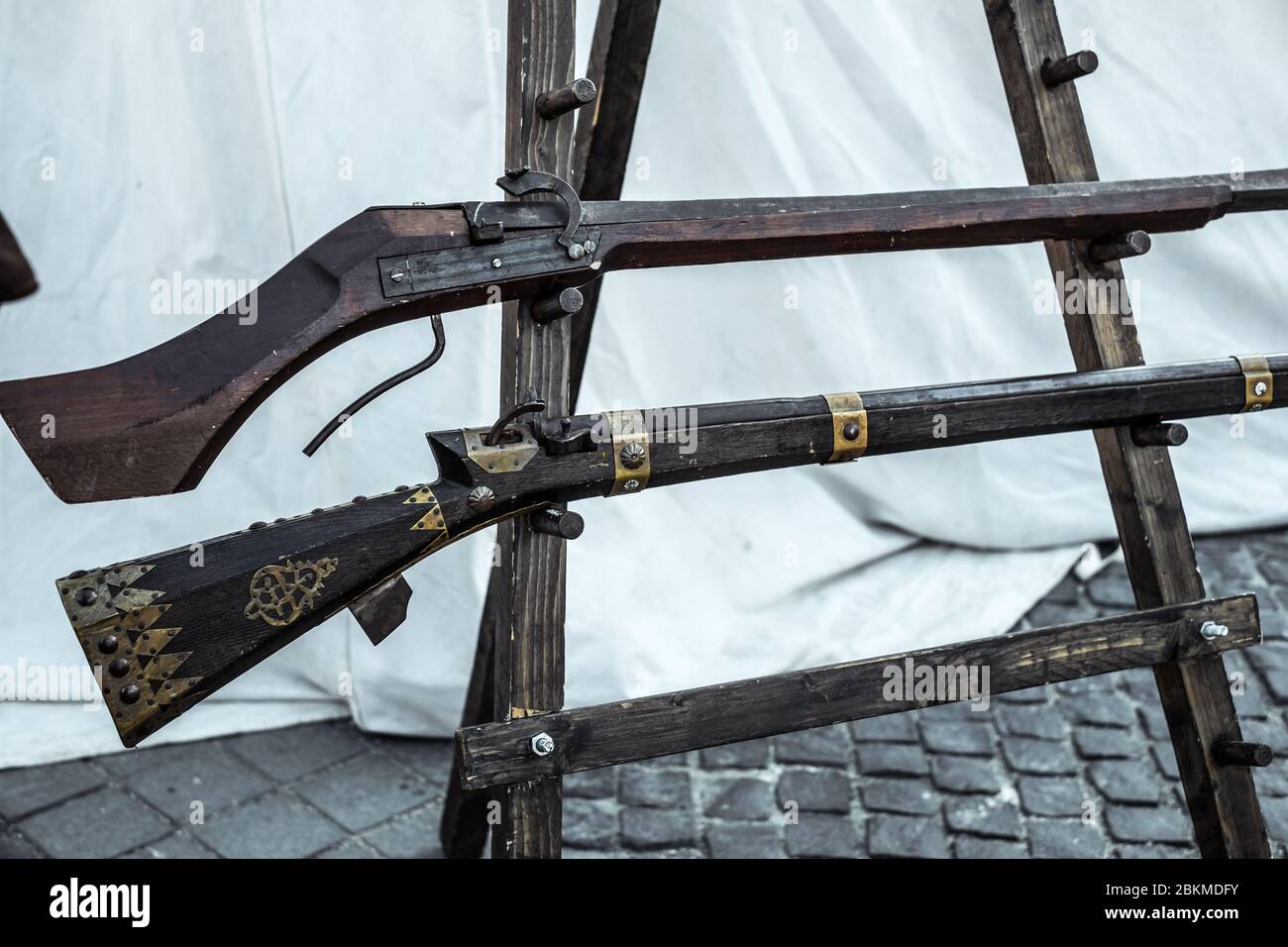 Sibiu City, Romania - 24 August 2019. medieval knight armor and weapons ...