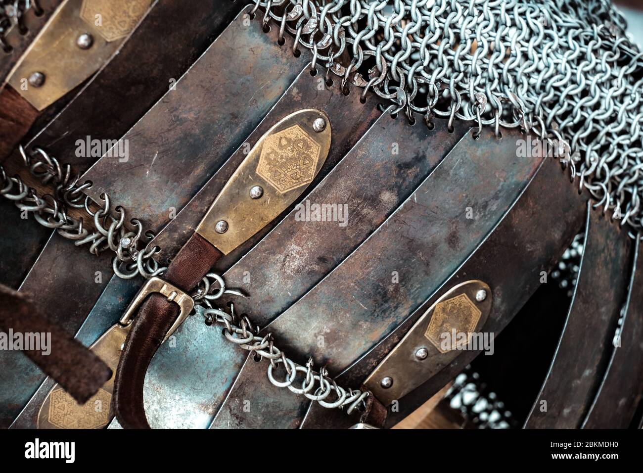 Sibiu City, Romania - 24 August 2019. medieval knight armor and weapons ...