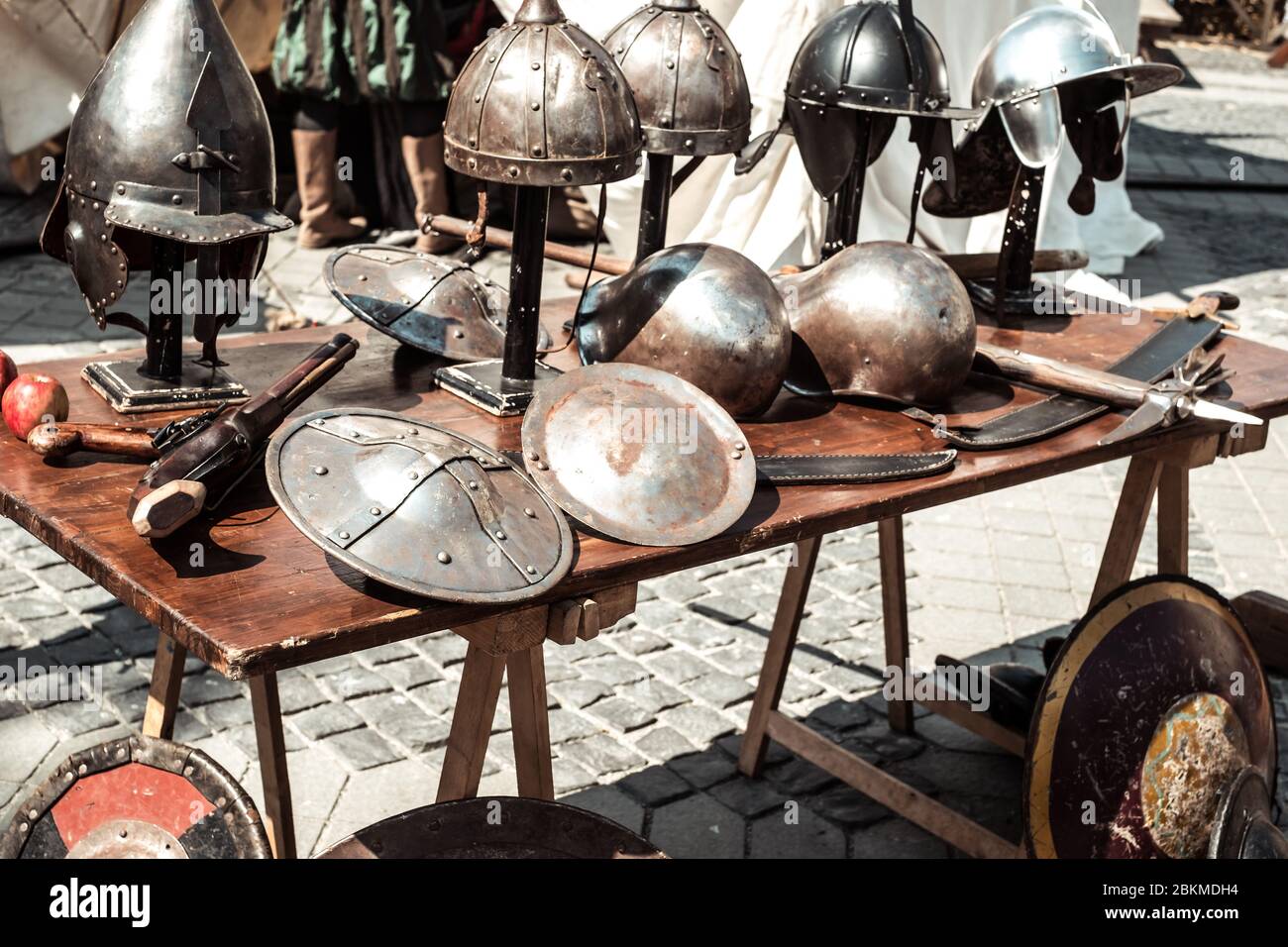 Sibiu City, Romania - 24 August 2019. medieval knight armor and weapons ...