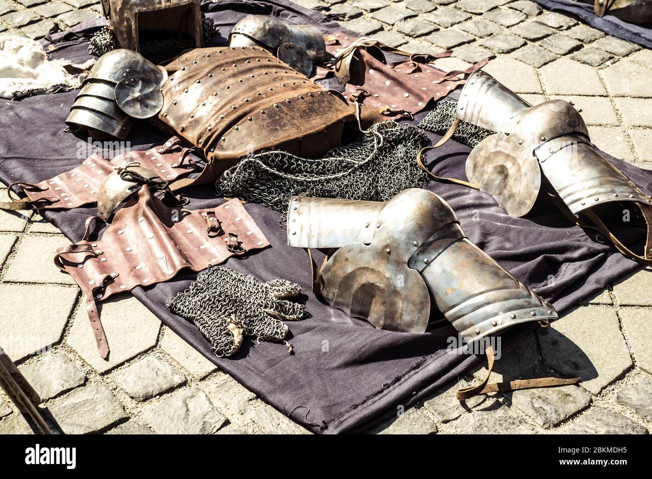 Sibiu City, Romania - 24 August 2019. medieval knight armor and weapons ...