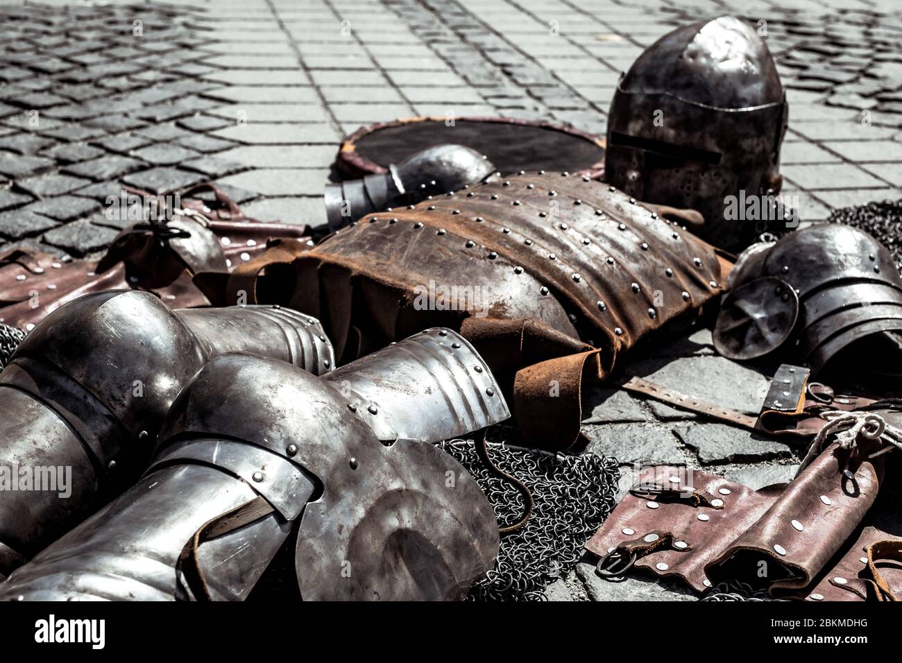 Sibiu City, Romania - 24 August 2019. medieval knight armor and weapons ...