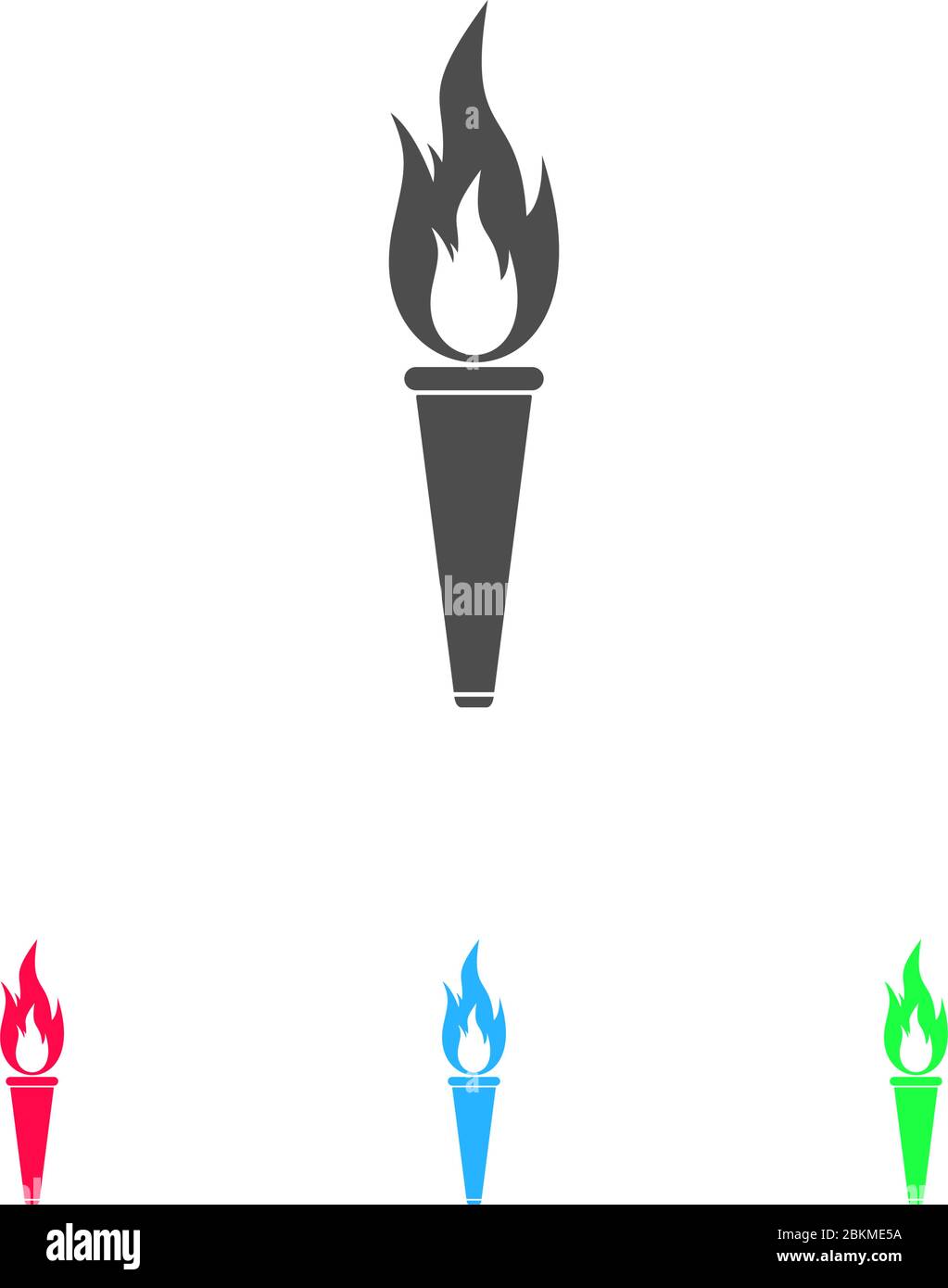 Torch icon flat. Color pictogram on white background. Vector ...