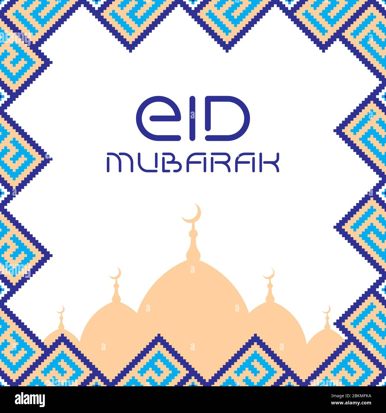 Flat design Eid-al fitr card with greetings for Ramadan, vector ...