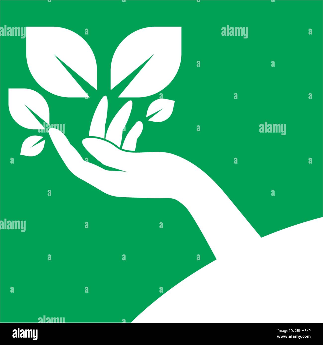 Hand green leaf logo icon illustration Stock Vector Image & Art - Alamy