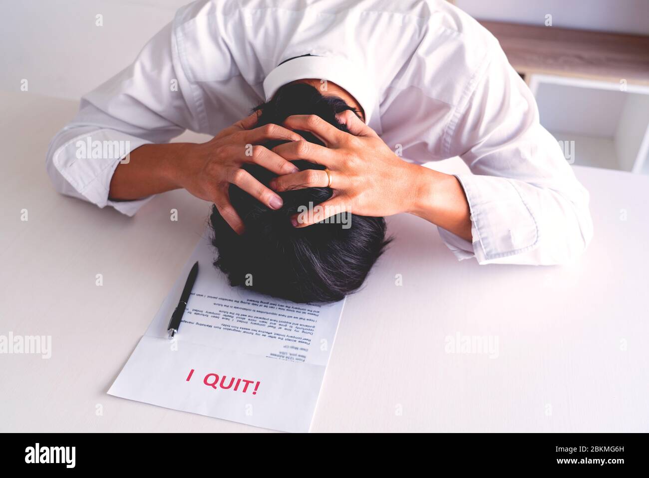 Businessman holding with I quit words card letter, resign employee ...
