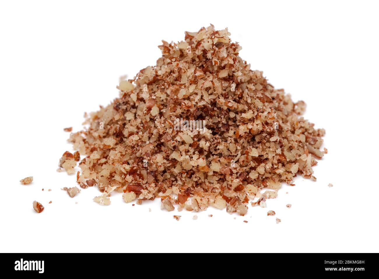 Heap of granulated pecan nut isolated on white background Stock Photo ...