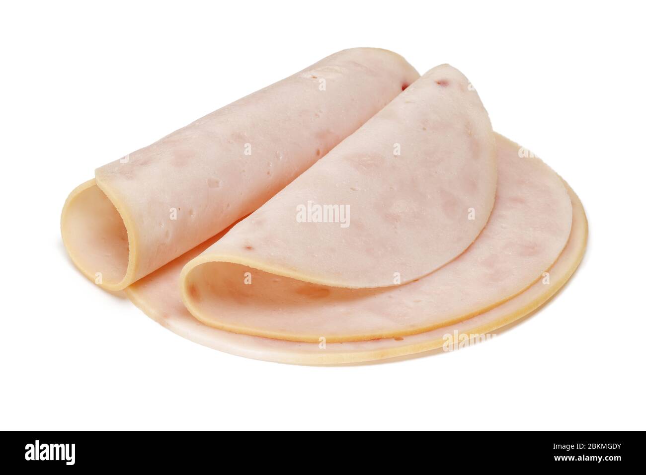 Slices of chicken ham isolated on white background Stock Photo - Alamy