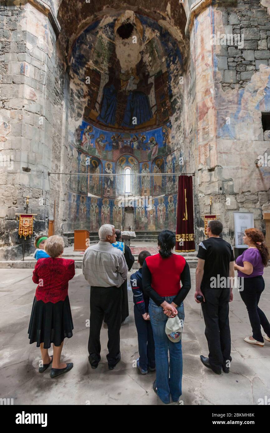 Interior and frescoes of Akhtala Monastery, Armenian church, medieval ...