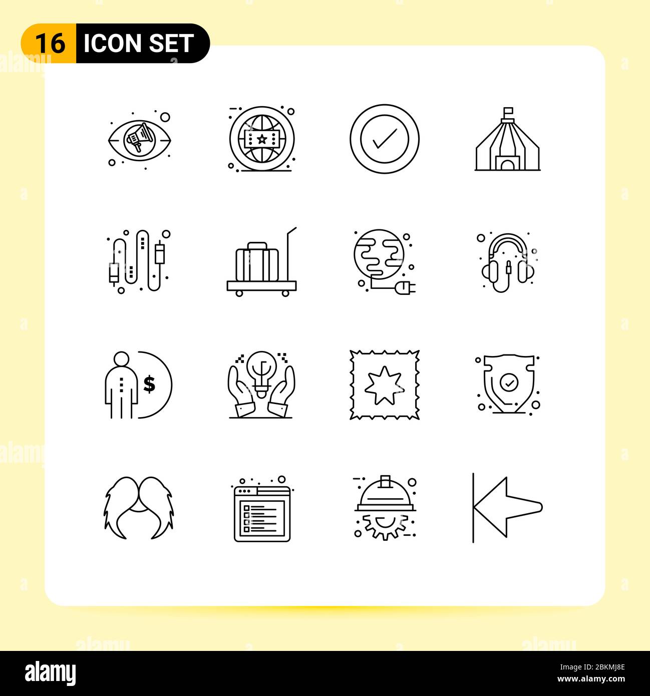 16 Universal Outline Signs Symbols of connection, cable, ui, audio ...