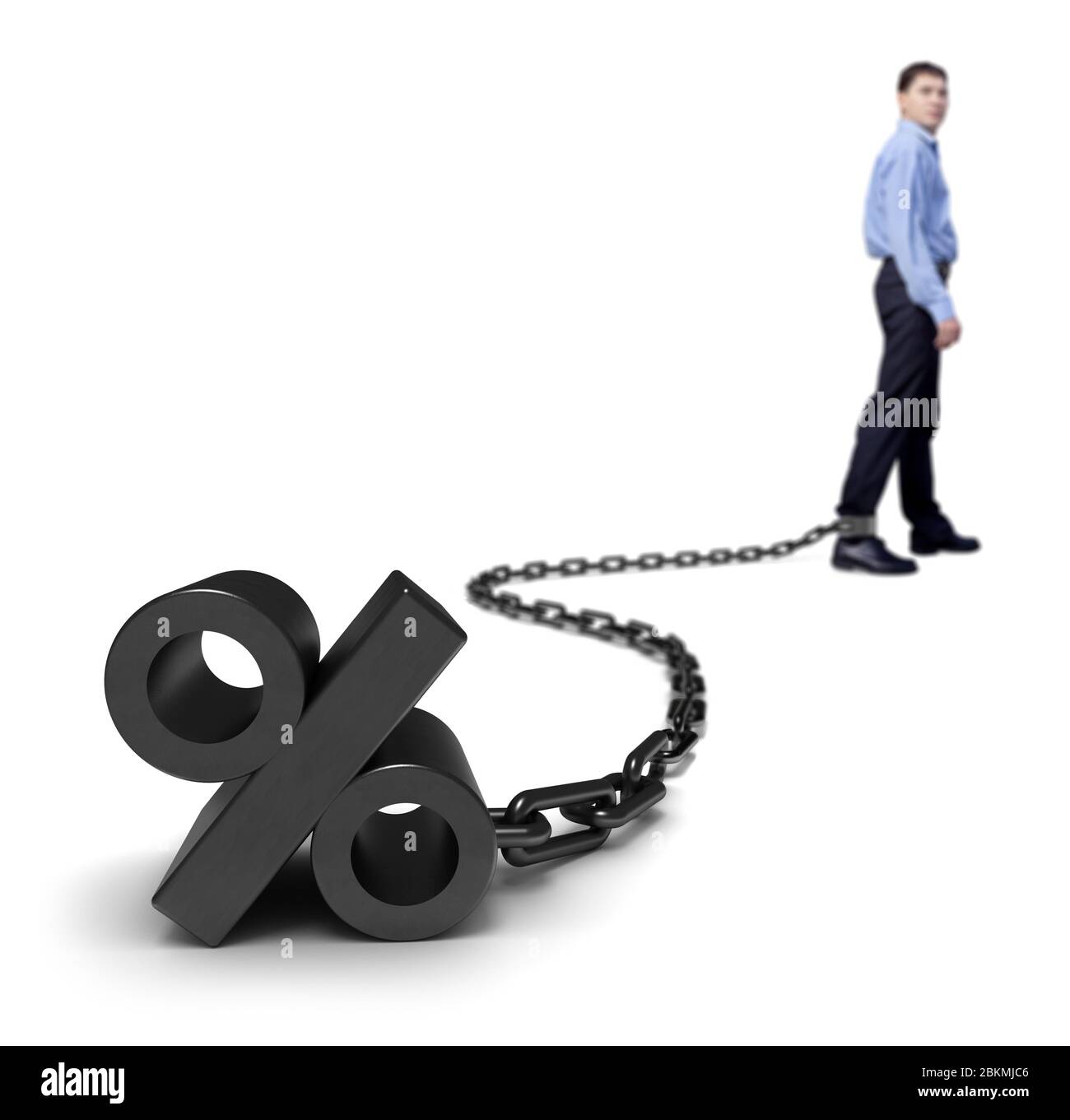 Businessman dragging a percentage sign Stock Photo - Alamy