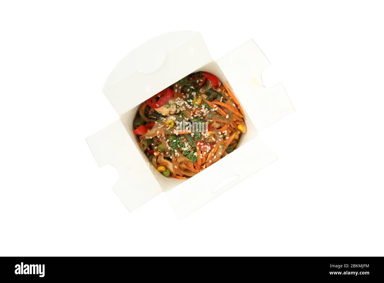 Noodles in carton box isolated on white background. Food delivery Stock ...