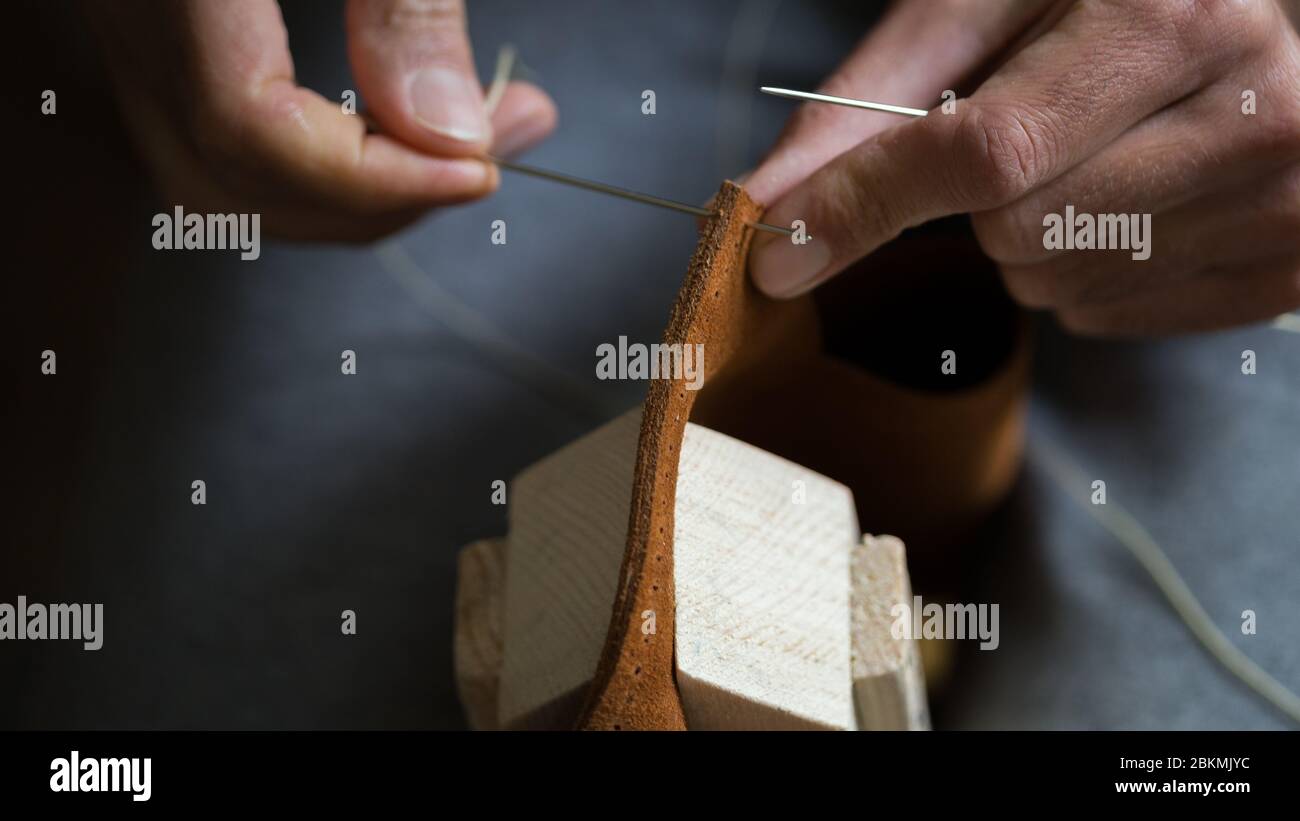 Traditional leather making process handmade hi-res stock photography ...