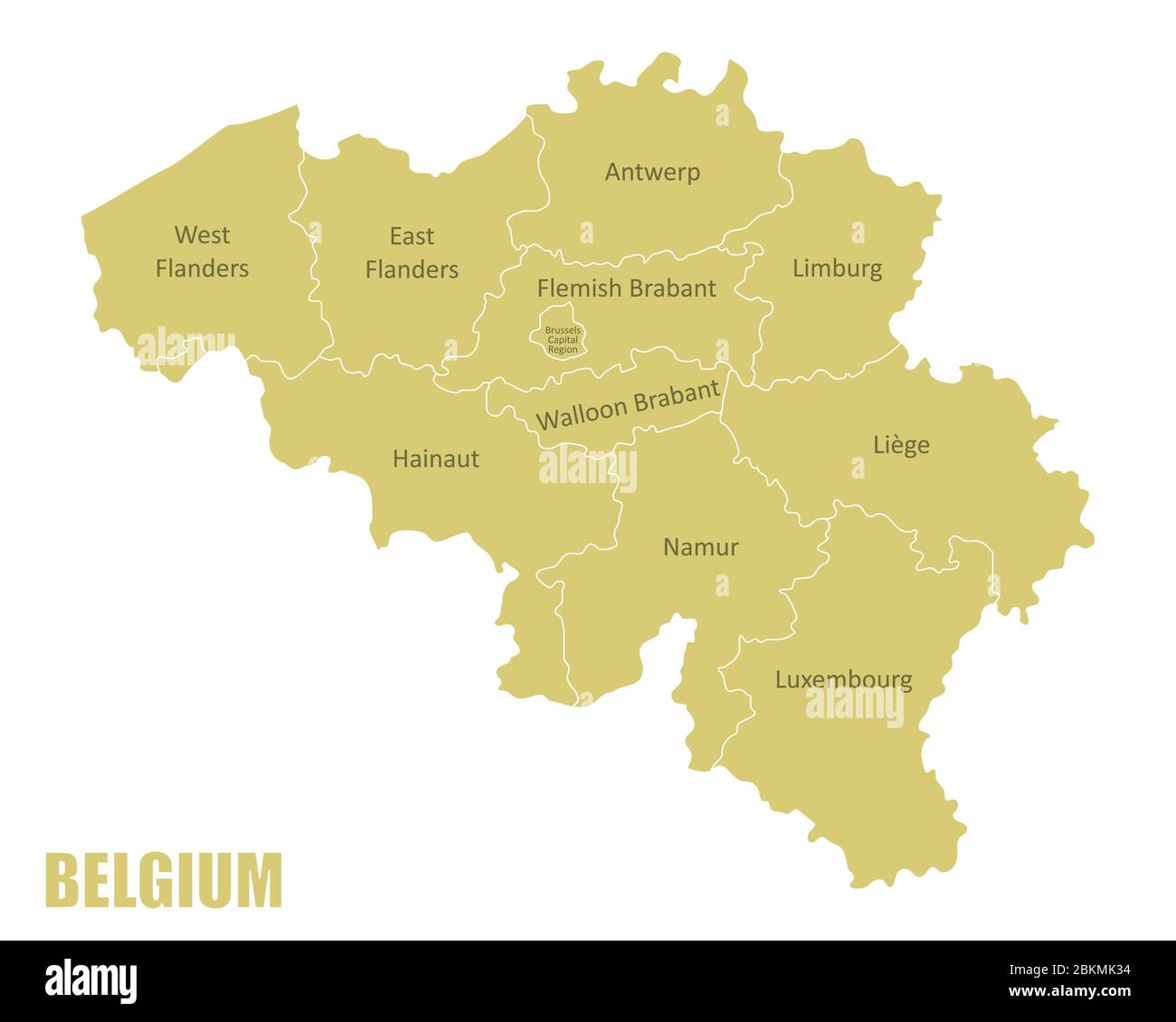 Belgium regions map Stock Vector Image & Art - Alamy