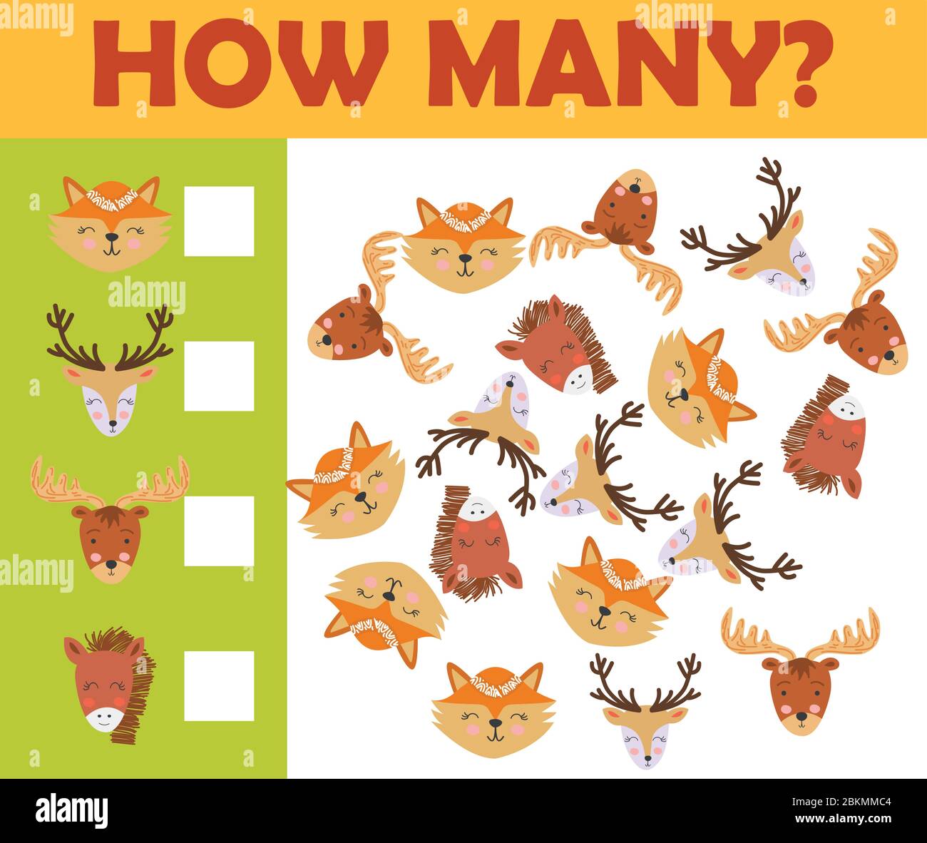 Counting animal games for preschool kids sheet layout in colorful ...