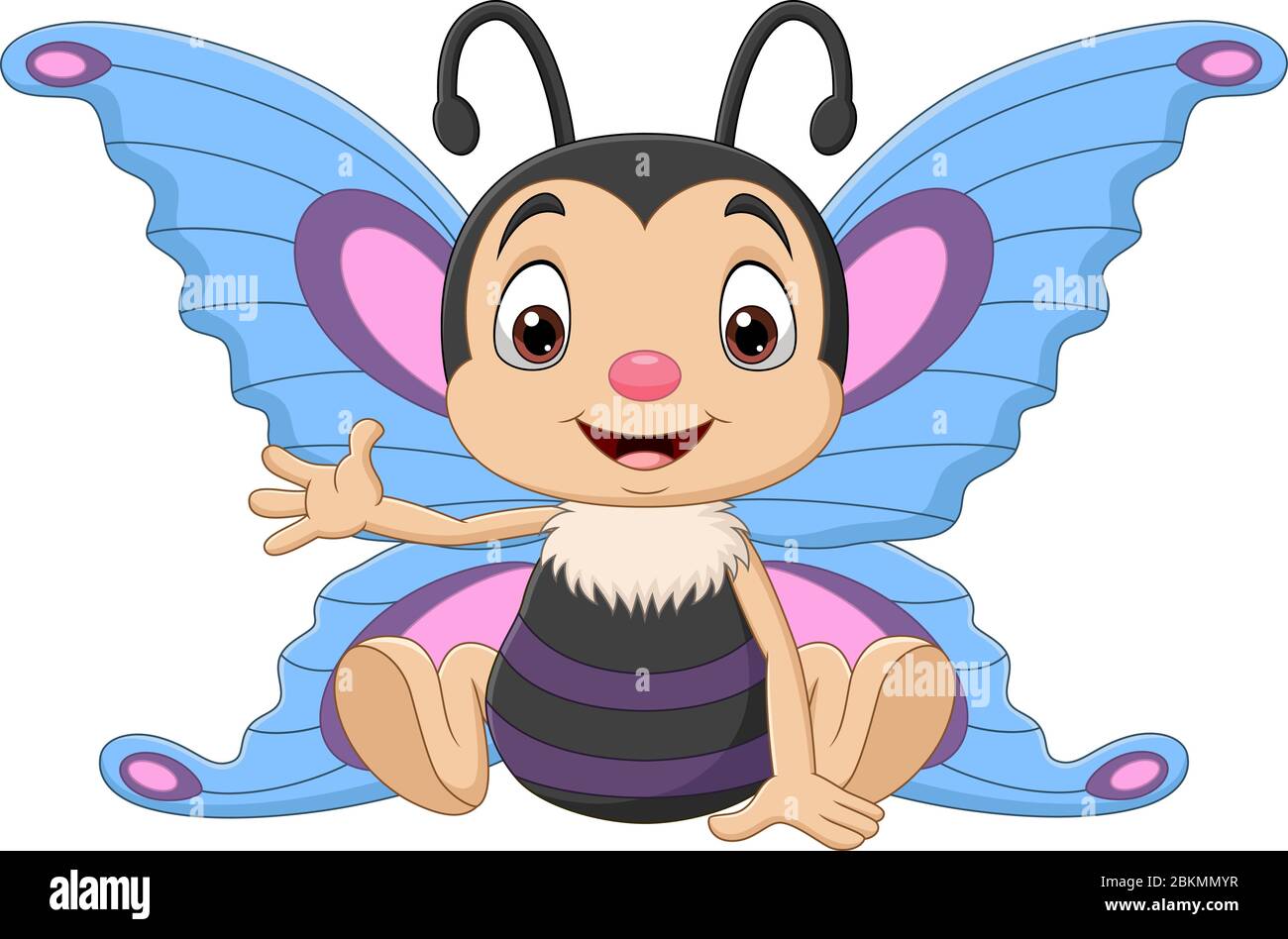 Cartoon funny butterfly sitting and waving Stock Vector Image & Art - Alamy