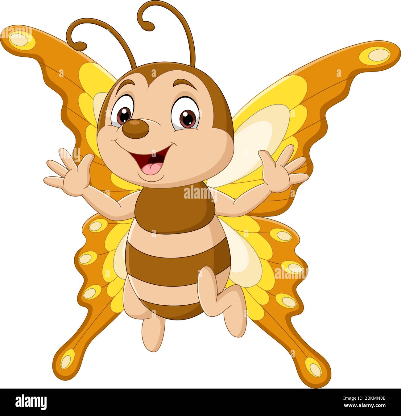 Cartoon funny butterfly isolated on white background Stock Vector Image ...