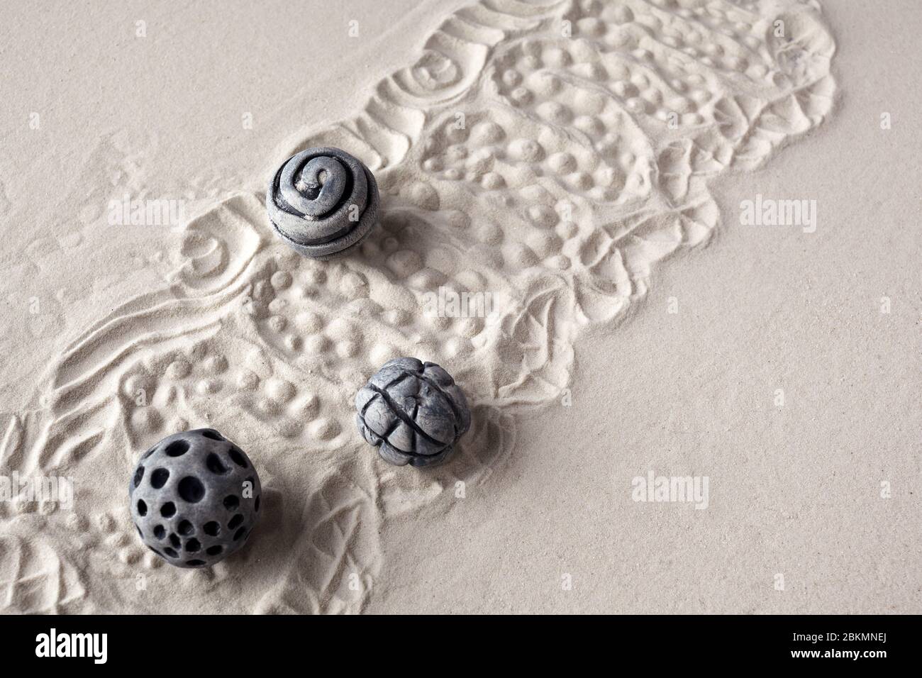 Sensory sand game. Modern zen garden concept. Top view Stock Photo - Alamy