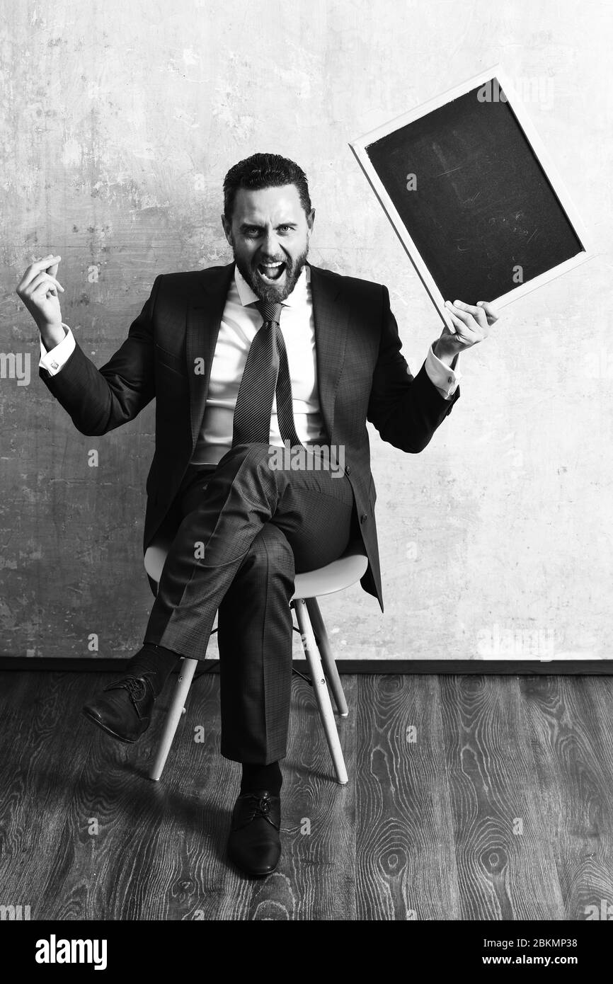 Angry boss shouting in Black and White Stock Photos & Images - Alamy