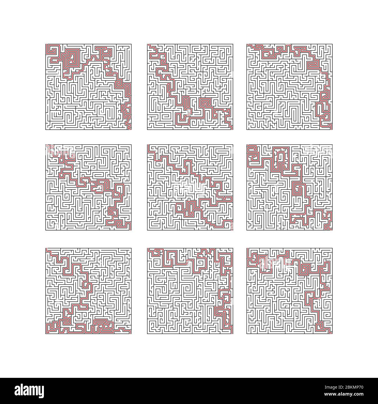 Labyrinth maze game big set. Collection of four puzzles with solution ...