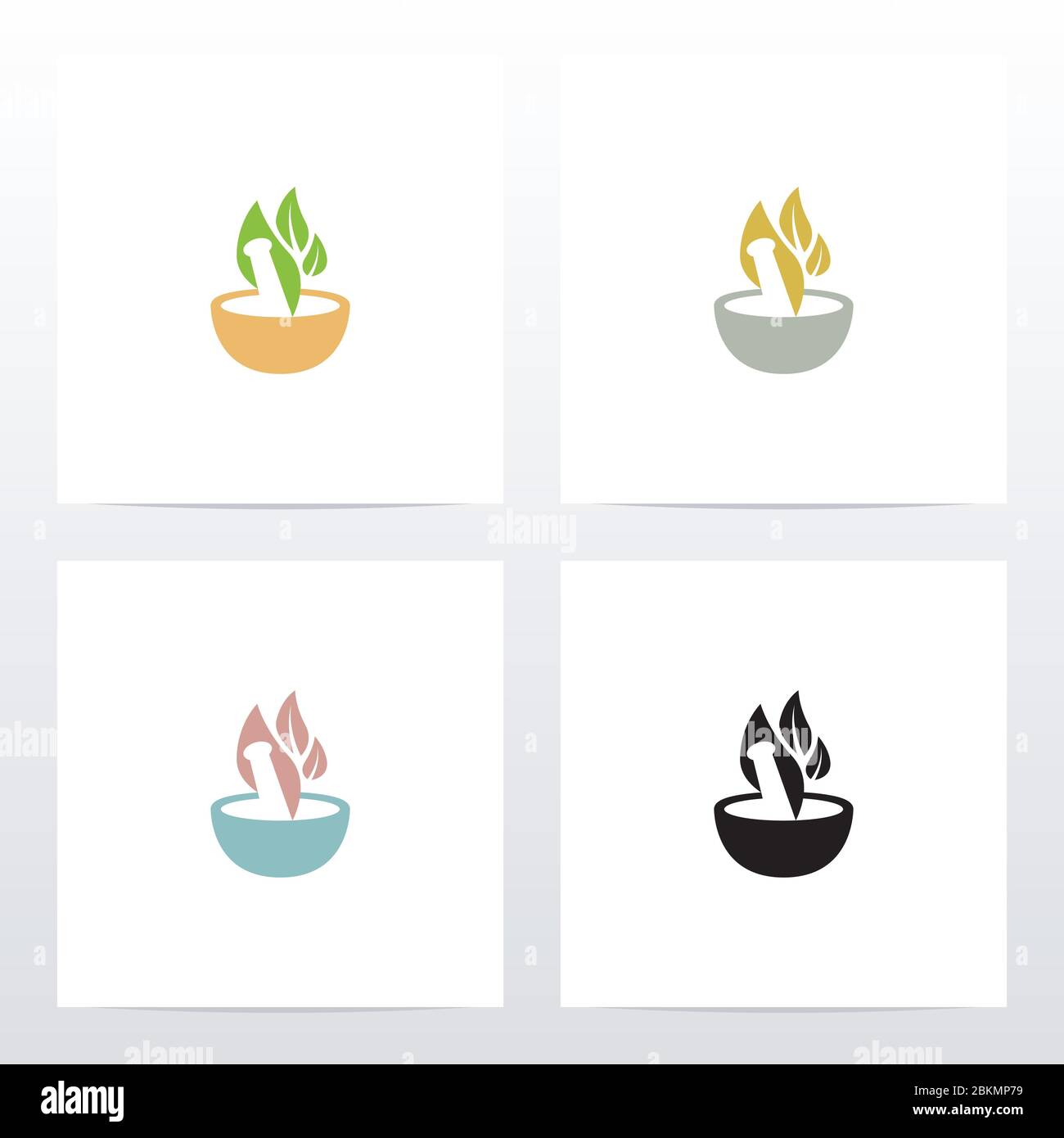 Mortar With Leaves Logo Design Stock Vector Image & Art - Alamy