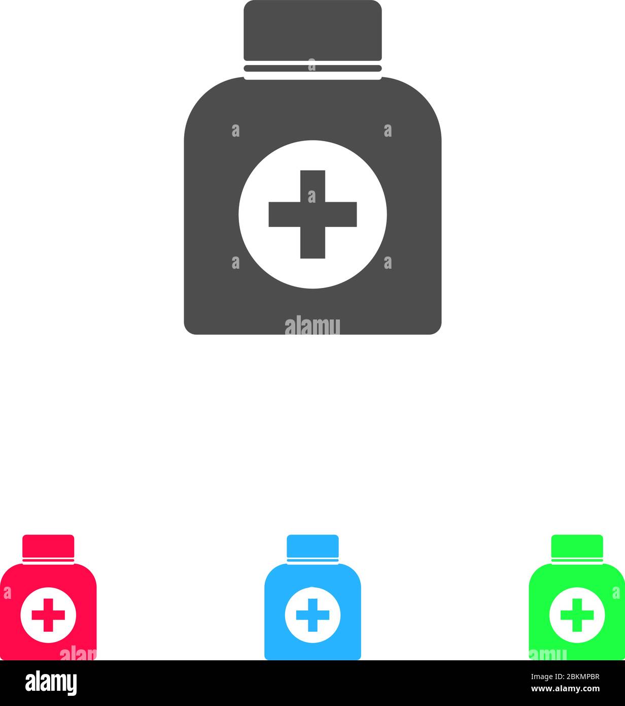Medicine bottle icon flat. Color pictogram on white background. Vector ...